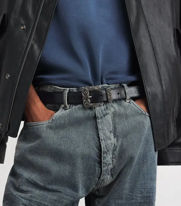 MOLEBO Engraved Buckle Western Belt