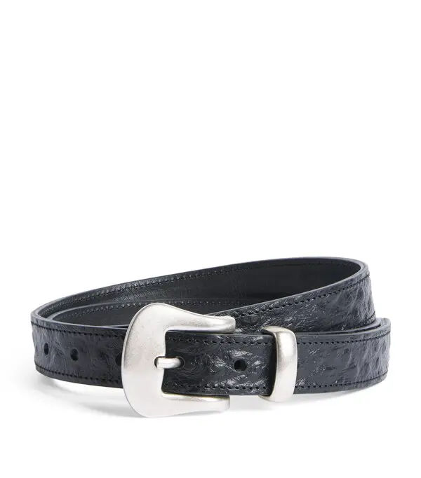 MOLEBO Embossed Leather Western Belt - Black