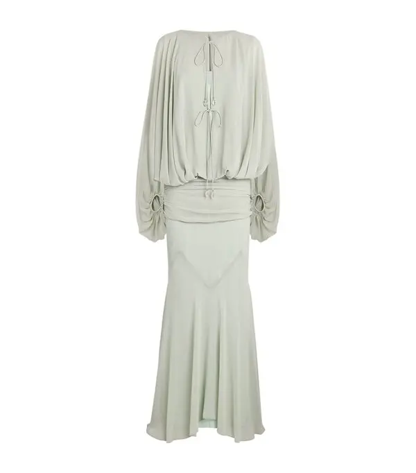 DE LA VALI Chiffon Eulalia Maxi Dress - Green