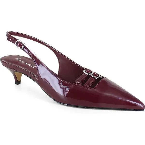 Splendid Vivi Pointed Toe Slingback Kitten Heel Pumps - Wine