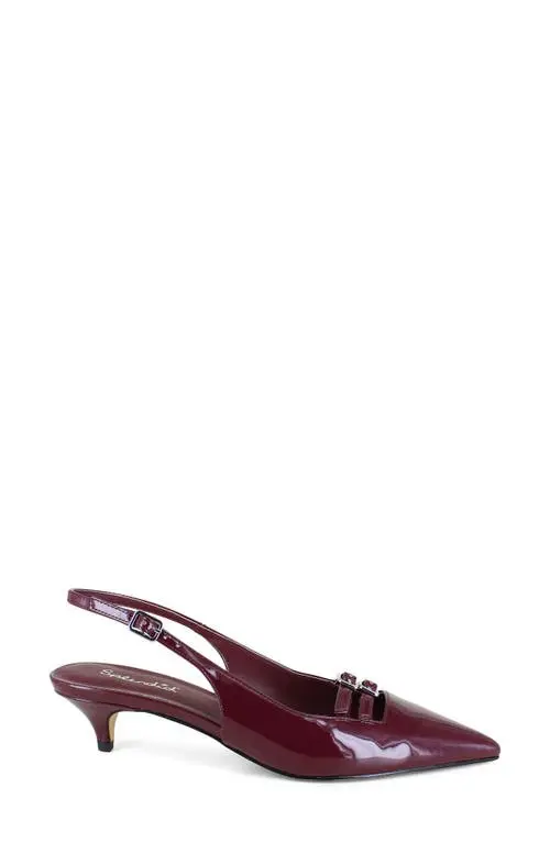 Splendid Vivi Pointed Toe Slingback Kitten Heel Pumps - Wine