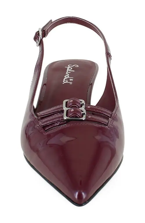 Splendid Vivi Pointed Toe Slingback Kitten Heel Pumps - Wine