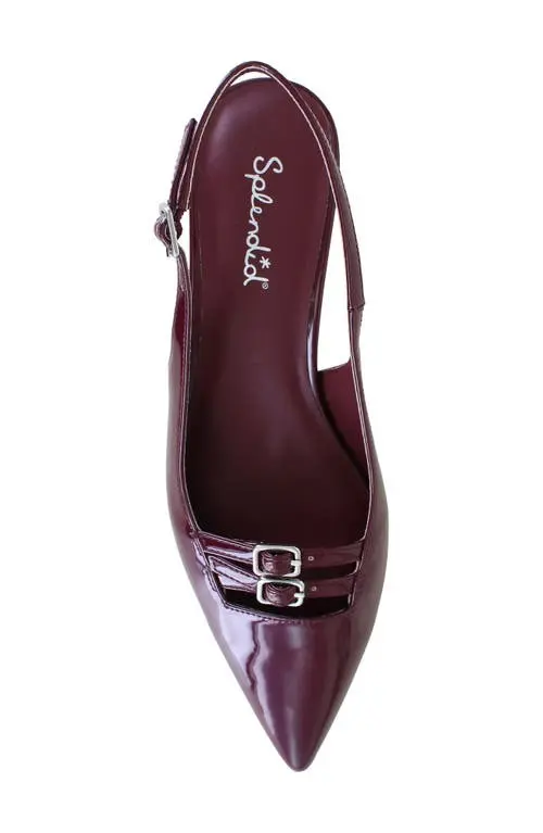 Splendid Vivi Pointed Toe Slingback Kitten Heel Pumps - Wine