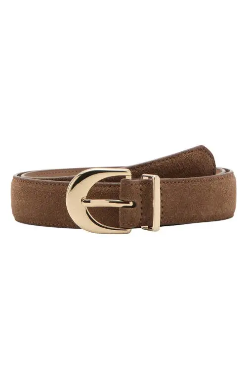 Mango Oval Buckle Suede Belt - Brown