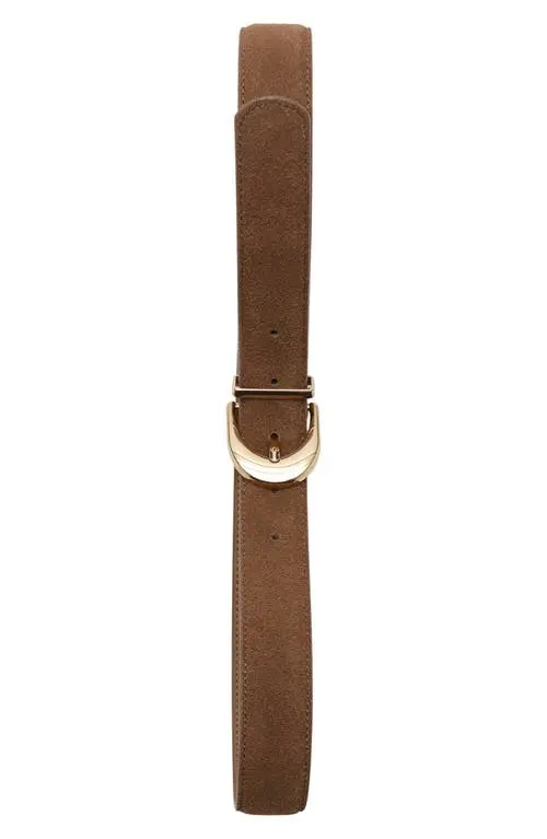 Mango Oval Buckle Suede Belt - Brown
