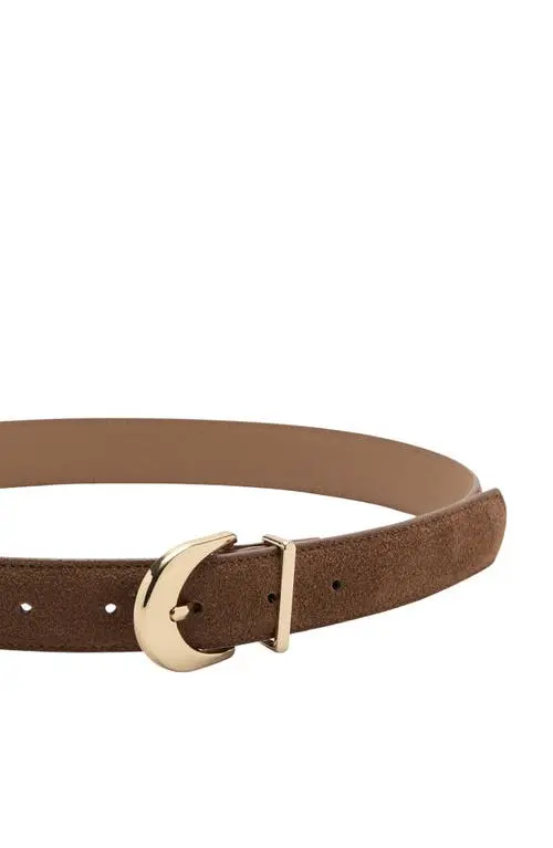Mango Oval Buckle Suede Belt - Brown