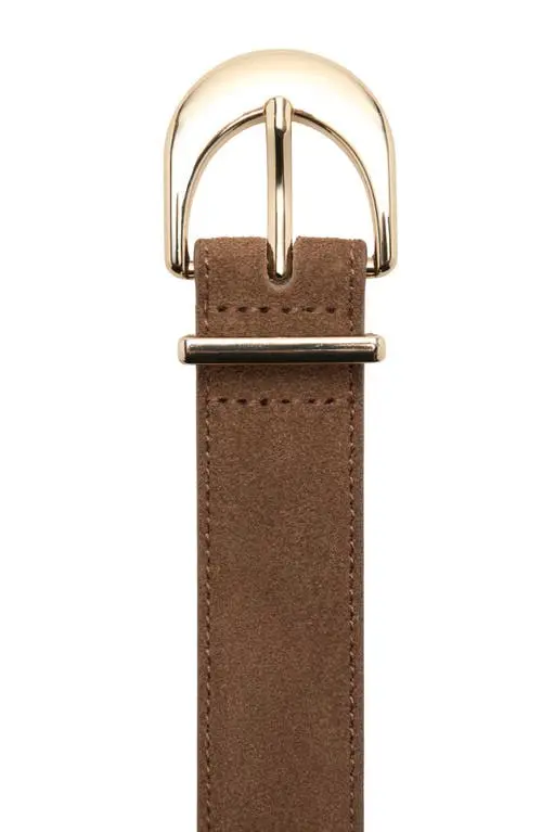 Mango Oval Buckle Suede Belt - Brown