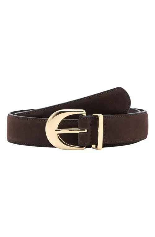 Mango Oval Buckle Suede Belt - Chocolate