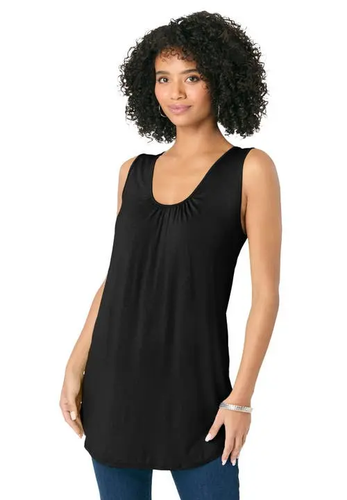 Roaman's Ultra Drape Tank Top - Black
