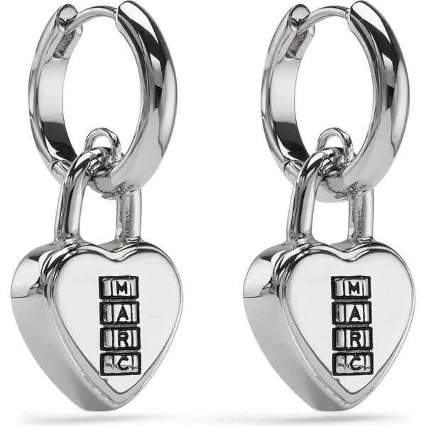 Marc Jacobs Heart Padlock Huggie Hoop Earrings - Silver