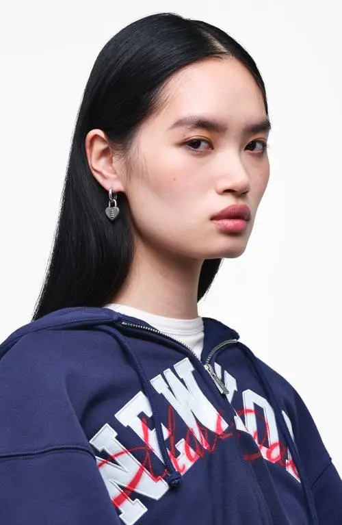 Marc Jacobs Heart Padlock Huggie Hoop Earrings - Silver