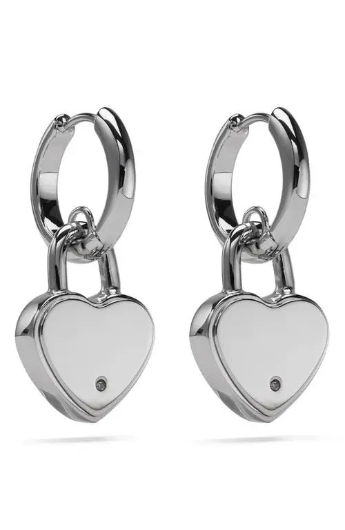 Marc Jacobs Heart Padlock Huggie Hoop Earrings - Silver