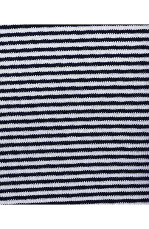LANDS' END Short Sleeve Cotton Supima Polo Shirt - Radiant Navy Micro Stripe