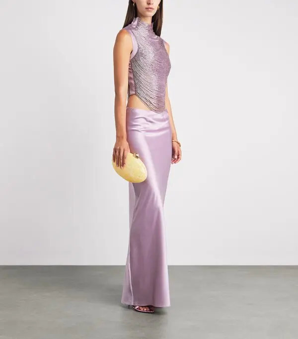 Cult Gaia Silk Chantel Maxi Skirt - Green