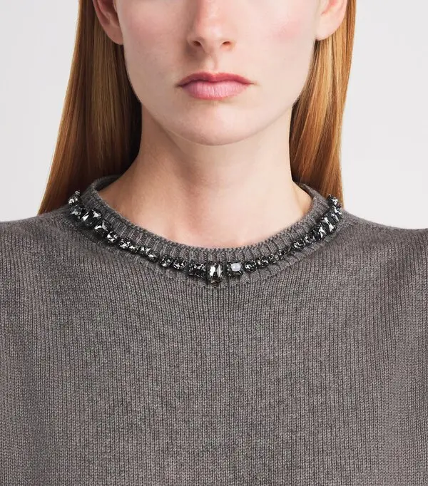 Fabiana Filippi Virgin Wool-silk-cashmere Embellished Sweater