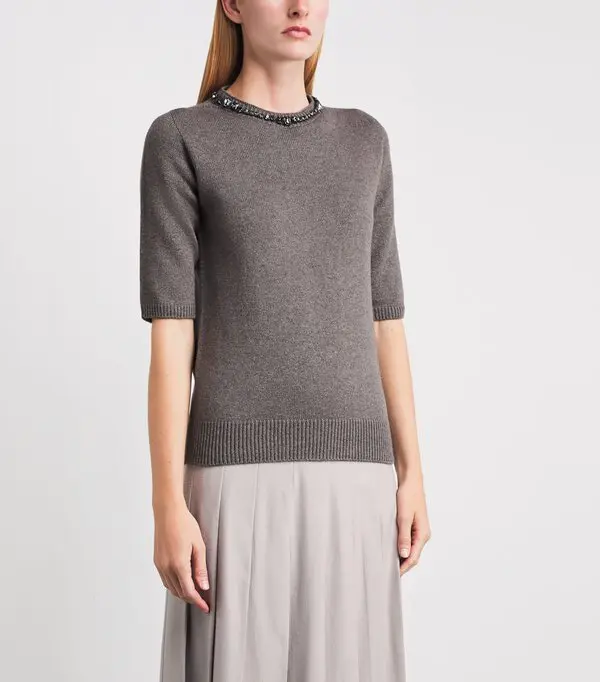 Fabiana Filippi Virgin Wool-silk-cashmere Embellished Sweater