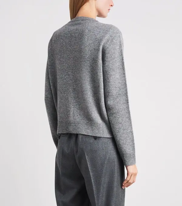 Fabiana Filippi Virgin Wool-silk-cashmere Cardigan With Rhinestone Embellishment - Grey