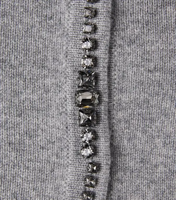 Fabiana Filippi Virgin Wool-silk-cashmere Cardigan With Rhinestone Embellishment - Grey