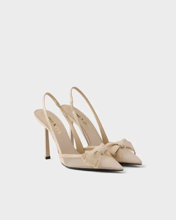 Prada Mesh Fabric Slingback Pumps
