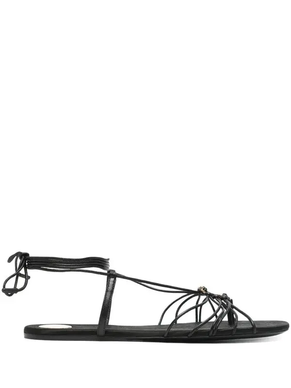 Saint Laurent Babylone Flat Sandals With Ankle Straps