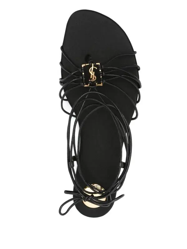 Saint Laurent Babylone Flat Sandals With Ankle Straps