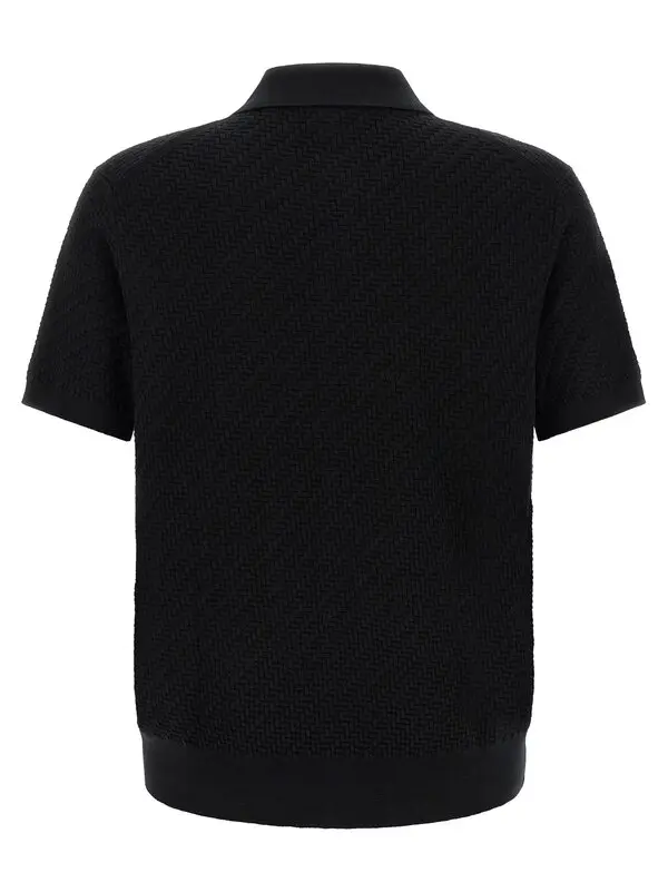 Brioni Trama' Weaving Polo - Black