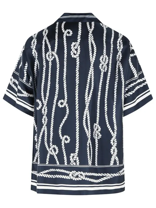 Dolce & Gabbana Corde' Navy Silk Shirt - Blue
