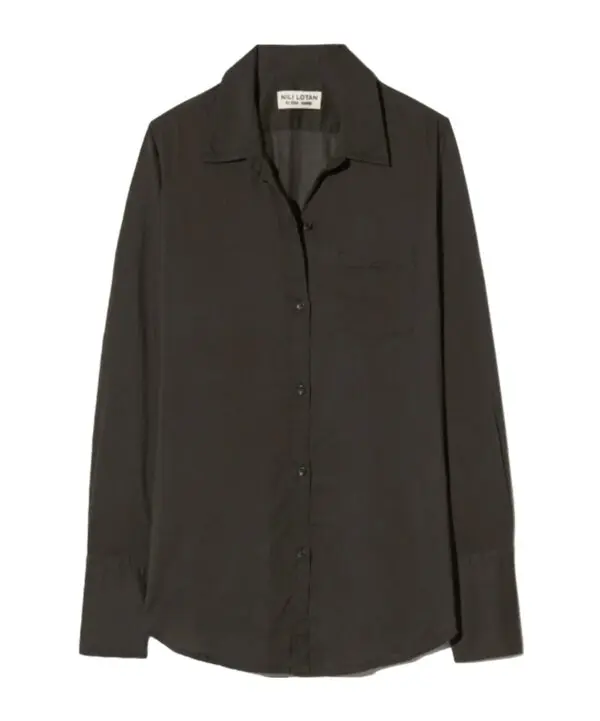 NILI LOTAN Lapel Collar Shirt With Long Sleeves And Rounded Hem