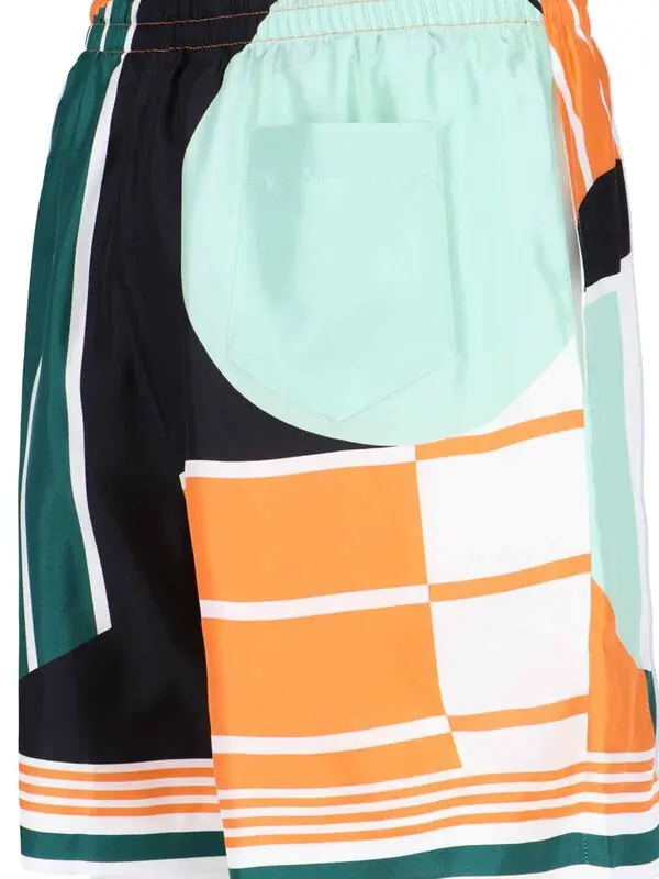 Casablanca Court Pattern Printed Drawstring Shorts