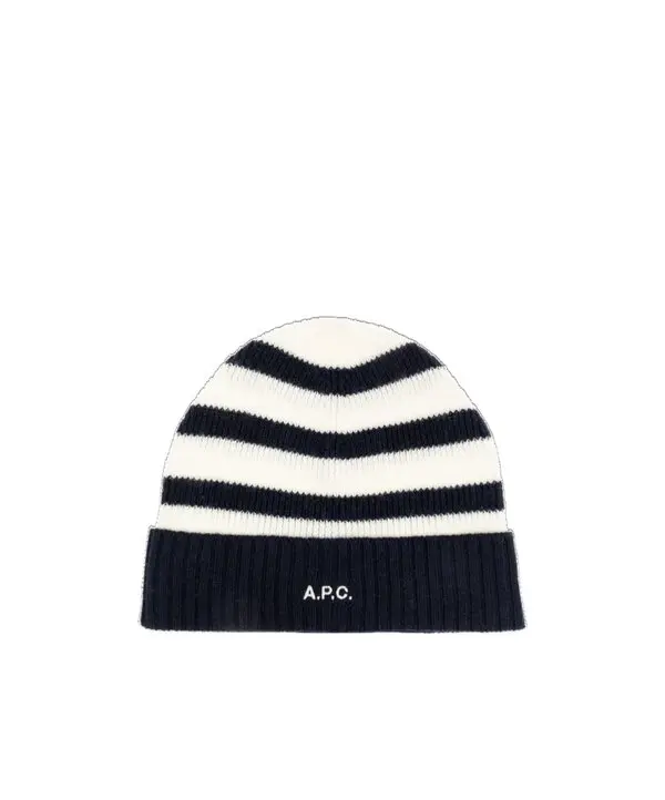 A.p.c. Logo Embroidered Striped Beanie