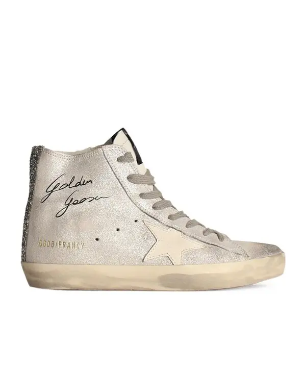 GOLDEN GOOSE Logo Printed Glittered High Top Sneakers