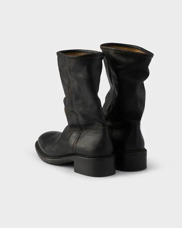 Prada Vintage-effect Leather Boots