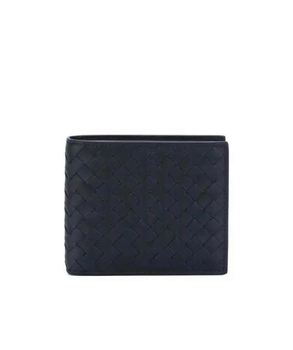 Bottega Veneta Light Tourmaline Intrecciato Bi-fold Wallet - Gray