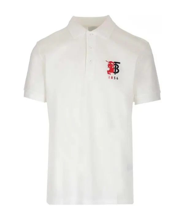 Burberry Logo Embroidered Polo Shirt - White