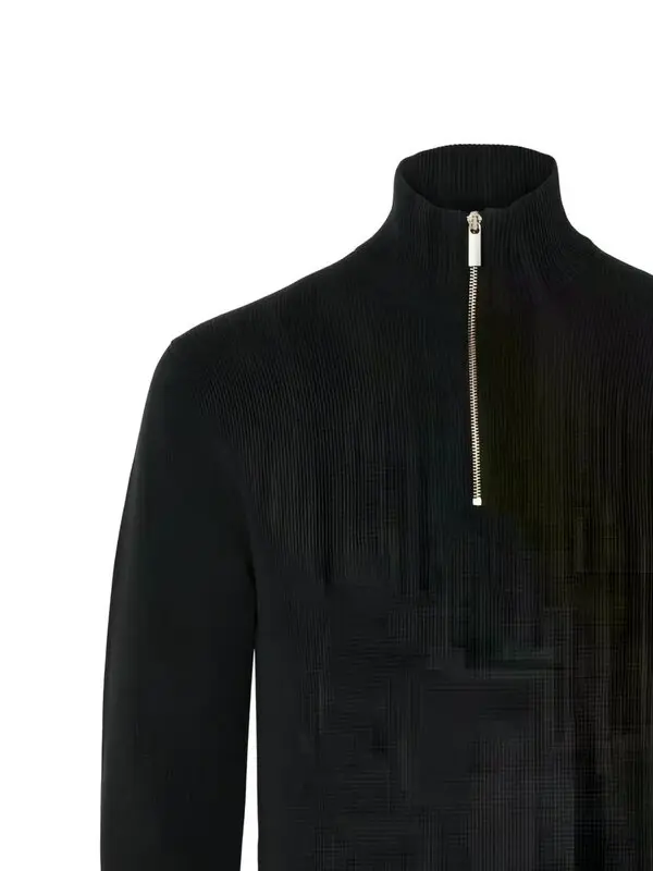 SELECTED Quarter-zip Knitted Sweater With Ribbed Detailing