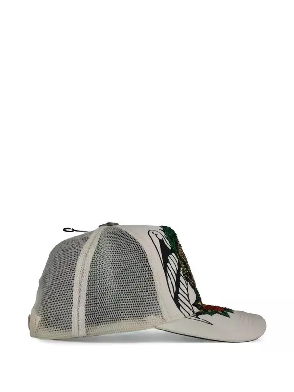 Ed Hardy Rhinestone Embellished Graphic Print Trucker Hat