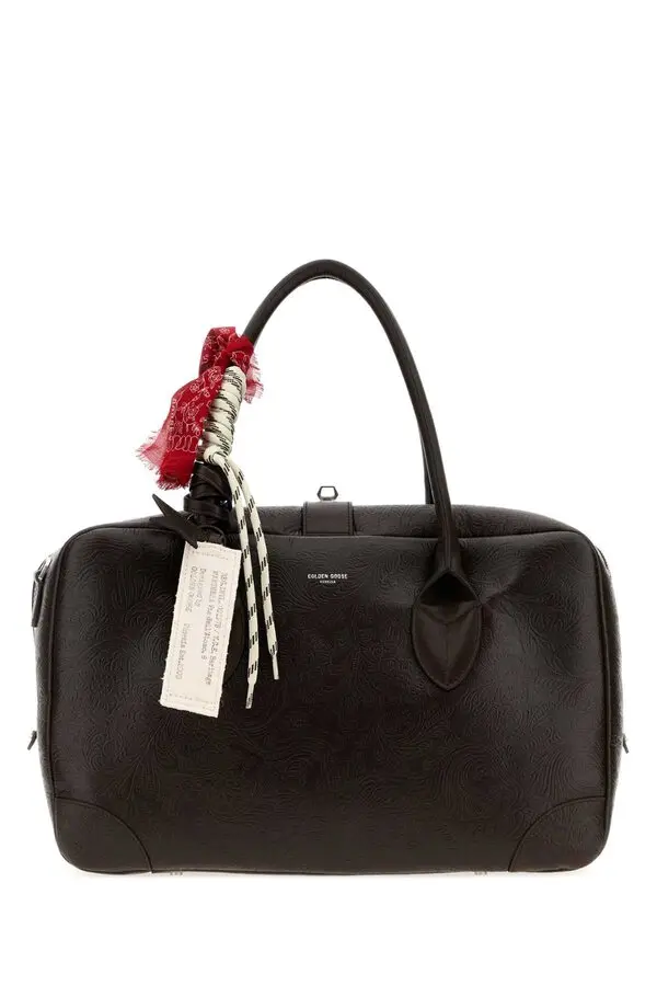 GOLDEN GOOSE Dark Brown Leather Medium Travel Bag - Black
