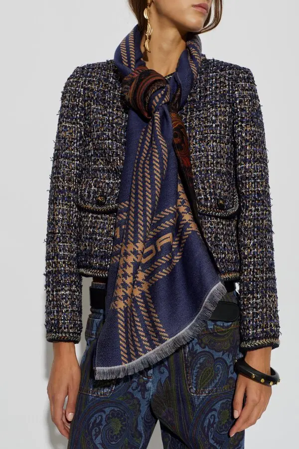 Etro Wool Scarf With Raw Edge
