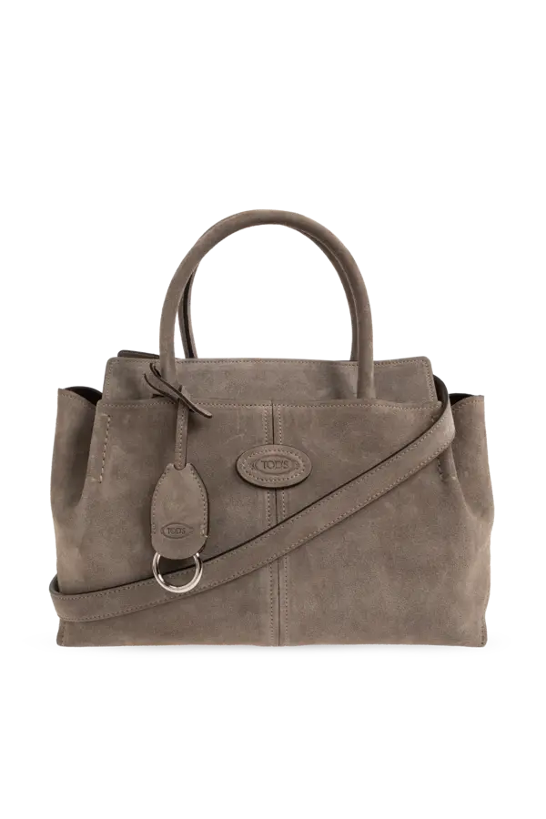 TOD'S Suede Bag With Embossed Logo - Grey