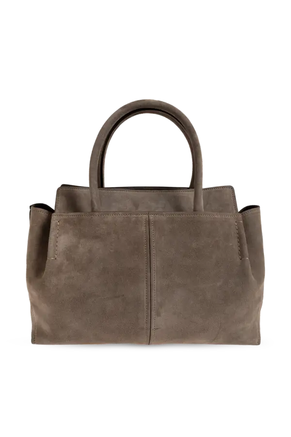 TOD'S Suede Bag With Embossed Logo - Grey