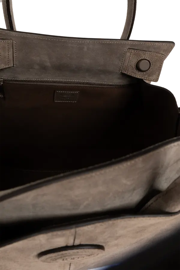 TOD'S Suede Bag With Embossed Logo - Grey