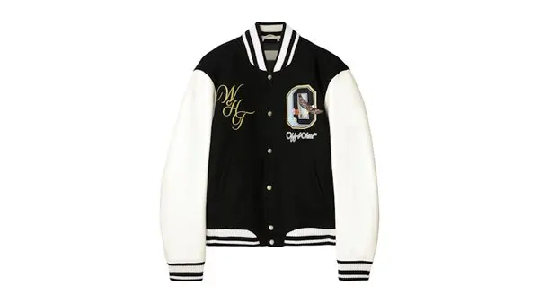 Off-White Fresco Oval Lea Wool Varsity Jacket