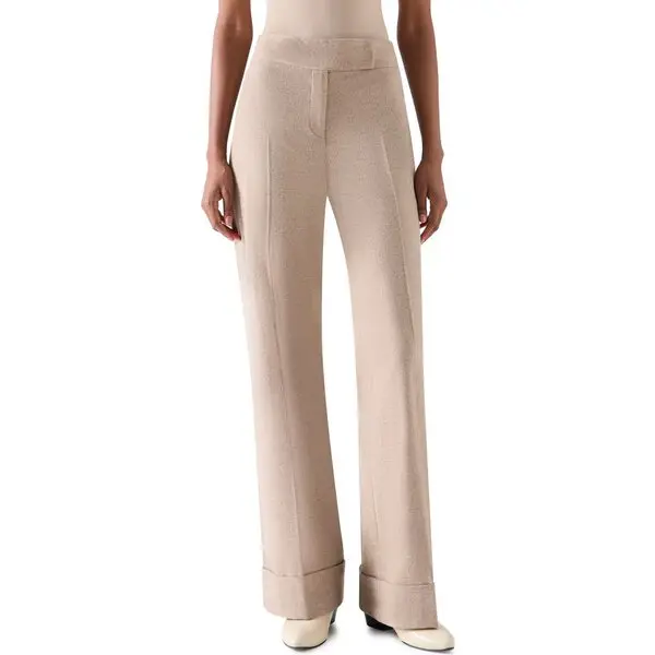 Akris Milly Wool Flannel Wide Leg Pants