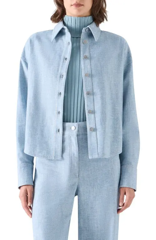 Akris Cropped Cotton Denim Shirt - Light Blue