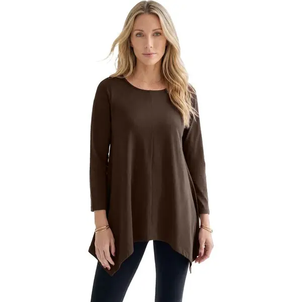 Roaman's Ultimate Handkerchief Hem Tunic - Chocolate