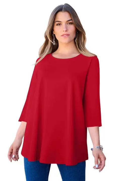 Roaman's Ultimate Three Quarter Sleeve Swing Tee - Classic Red