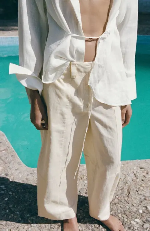 Mango Linen & Cotton Balloon Pants