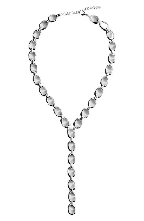 Mango Textured Oval Link Y-necklace - Silver