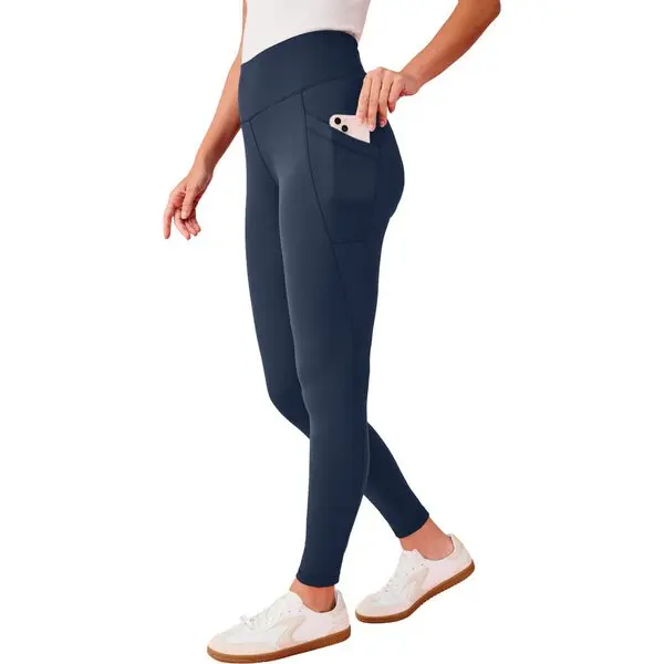 Roaman's Soft Sculpt Side Pocket Legging - Navy