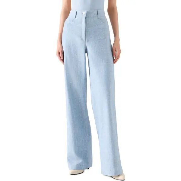 Akris Cooper High Waist Wide Leg Jeans